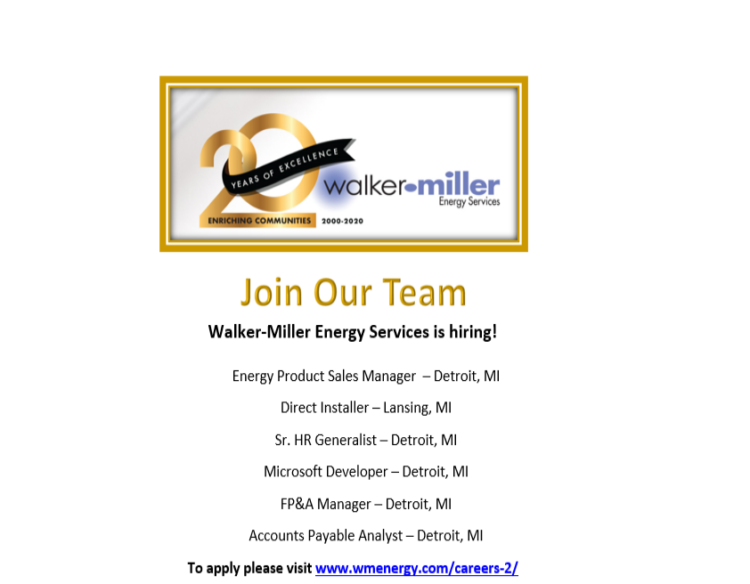 HELP WANTED: Walker Miller Energy Services | The Michigan Chronicle